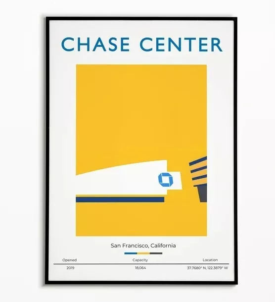 Chase Center Art Collection - Minimalistic Chase Center Print NO FRAMED ...