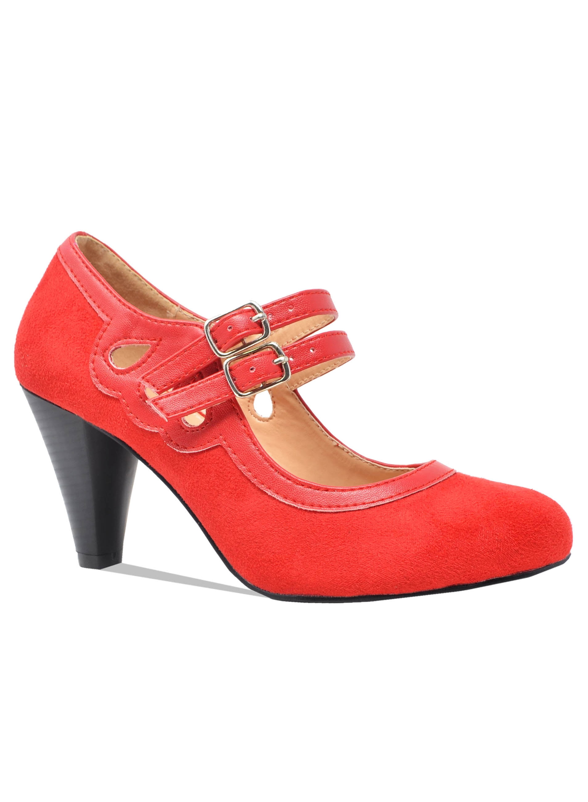 Chase & Chloe Women's Vintage-Inspired Bow-Tie Pumps with Scallop ...