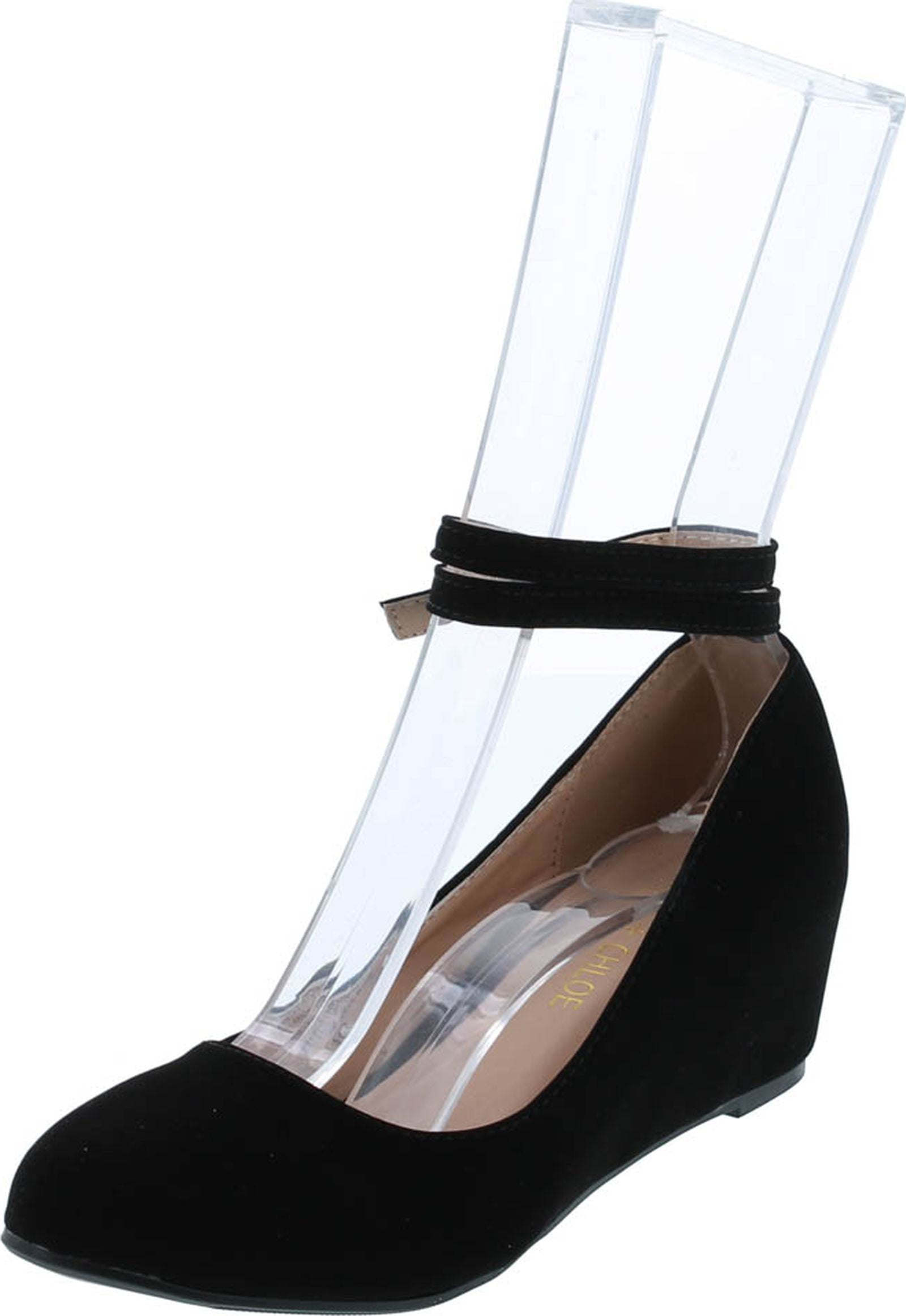 Chase & Chloe Womens BOBBY-12 Round Toe Med Low Heel Wedge Pump ...