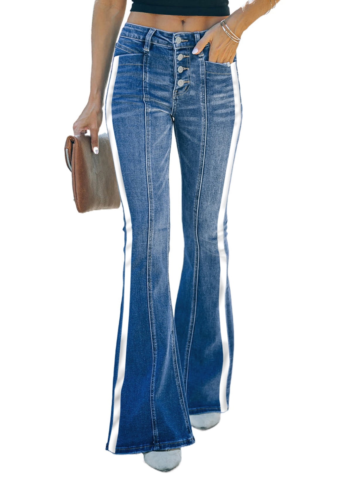 Chase Secret Jeans for Women High Waist Stretch Button Fly Bell Bottoms ...