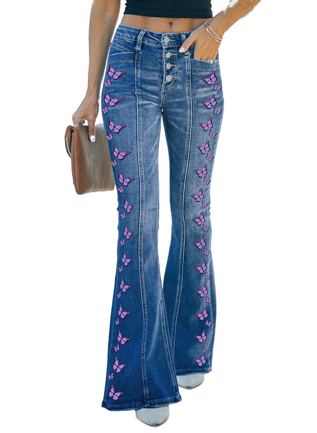 Chase Secret Jeans for Women High Waist Stretch Button Fly Bell Bottoms ...