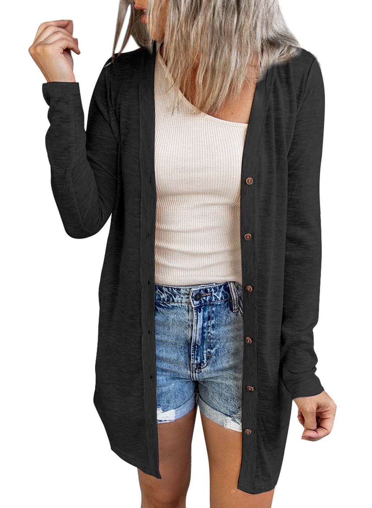 Chase Secret Women's Cardigan Open Front Snap Button Down Sheer Long ...