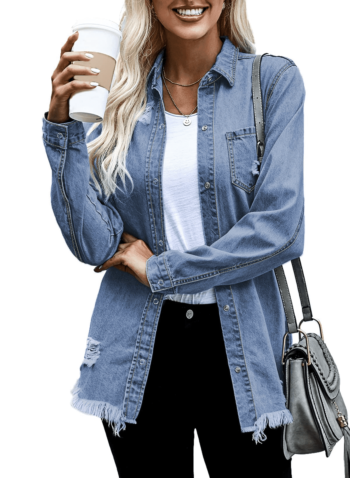 Chase Secret Women's Stretch Denim Jacket, Casual Long Boyfriend Jean ...