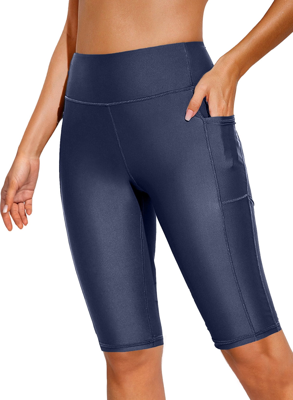 Chase Secret Womens Long Swim Bottoms High Waisted Board Shorts Knee Length Swim Shorts Pants