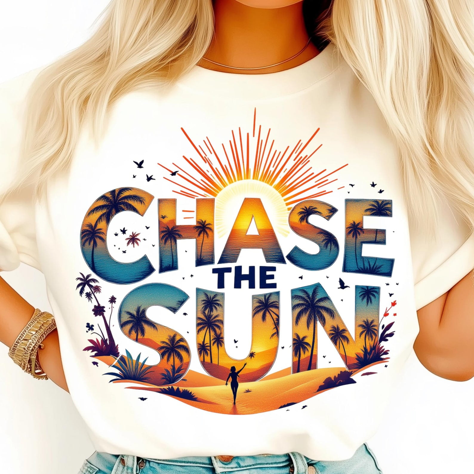 Chase Sun Shirt, Tropical Sunset Tee, Text Shirt, Vacation Mood Shirt ...