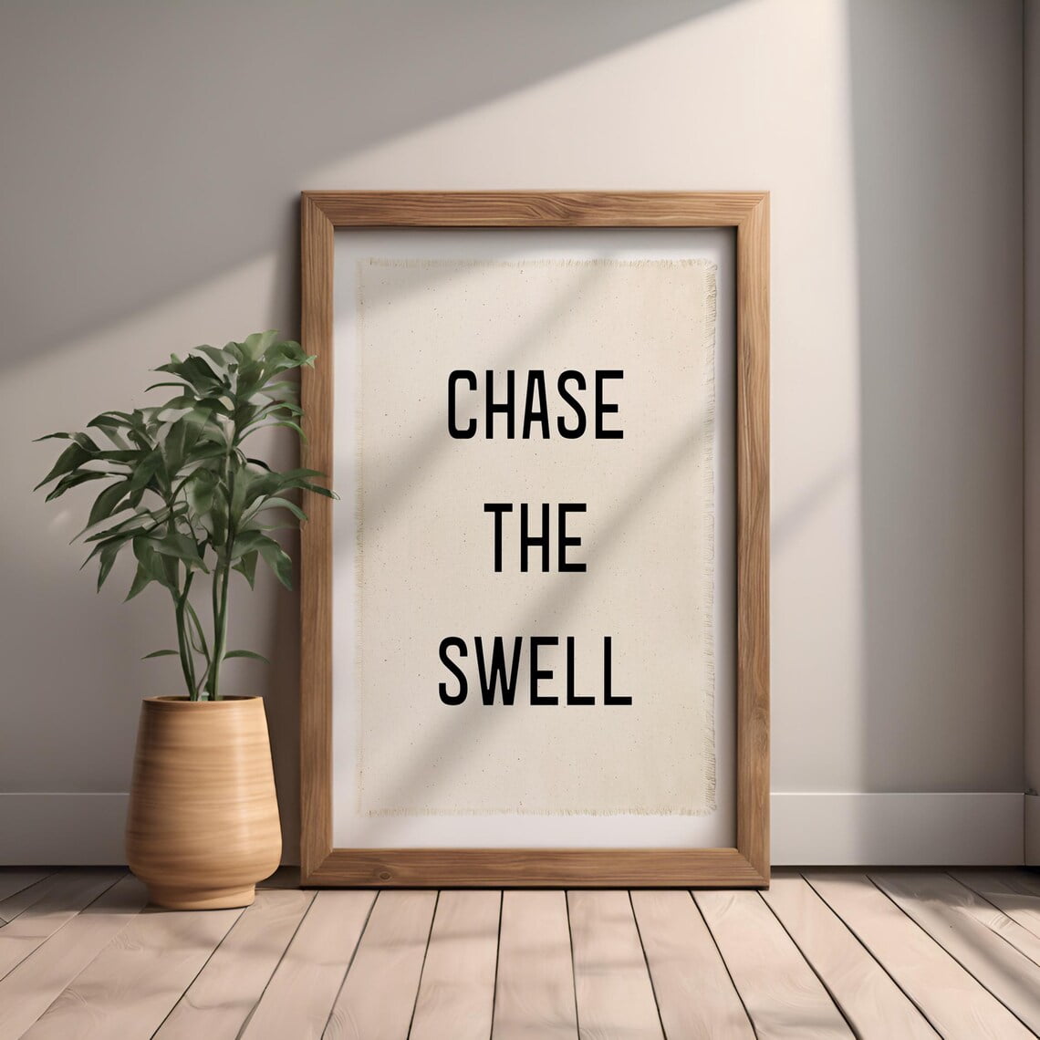 Chase The Swell Canvas Banner Vintage Coastal Surf Poster Unframed ...