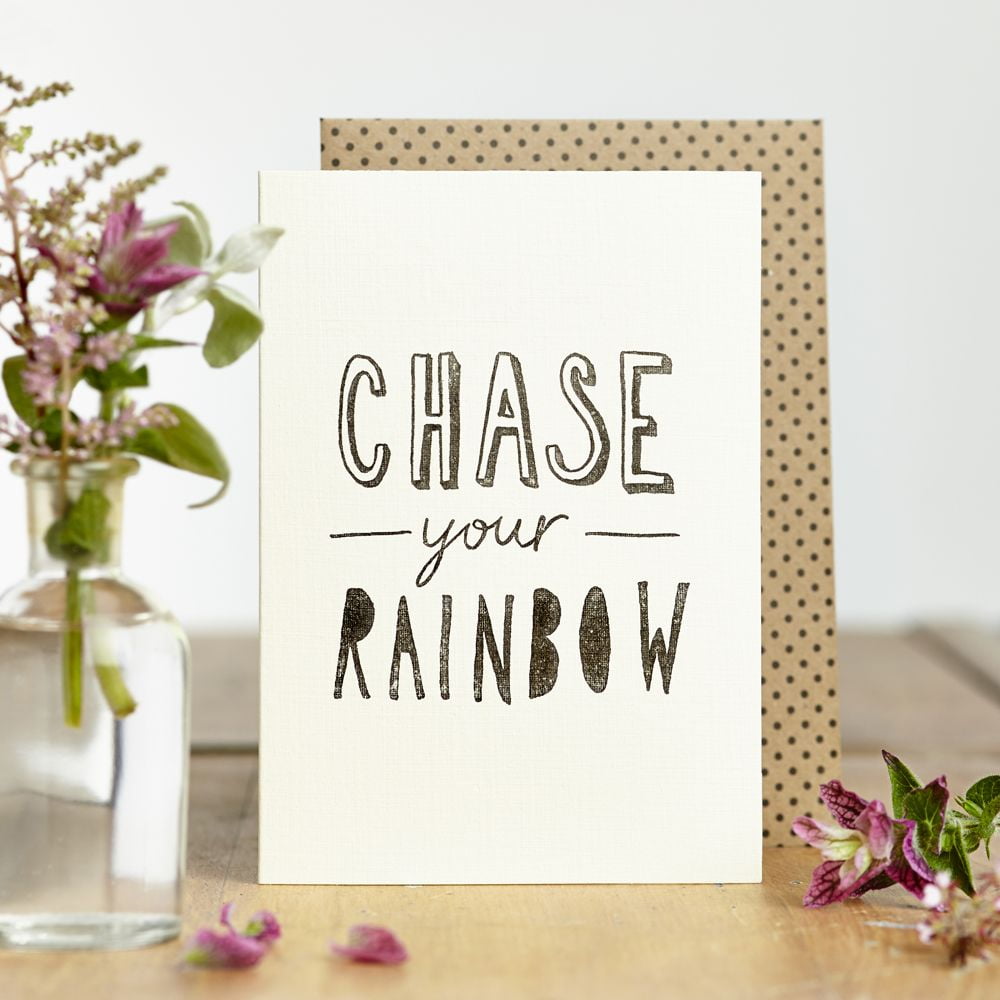 Chase Your Rainbow Inspirational Greeting Card – Motivational Design ...