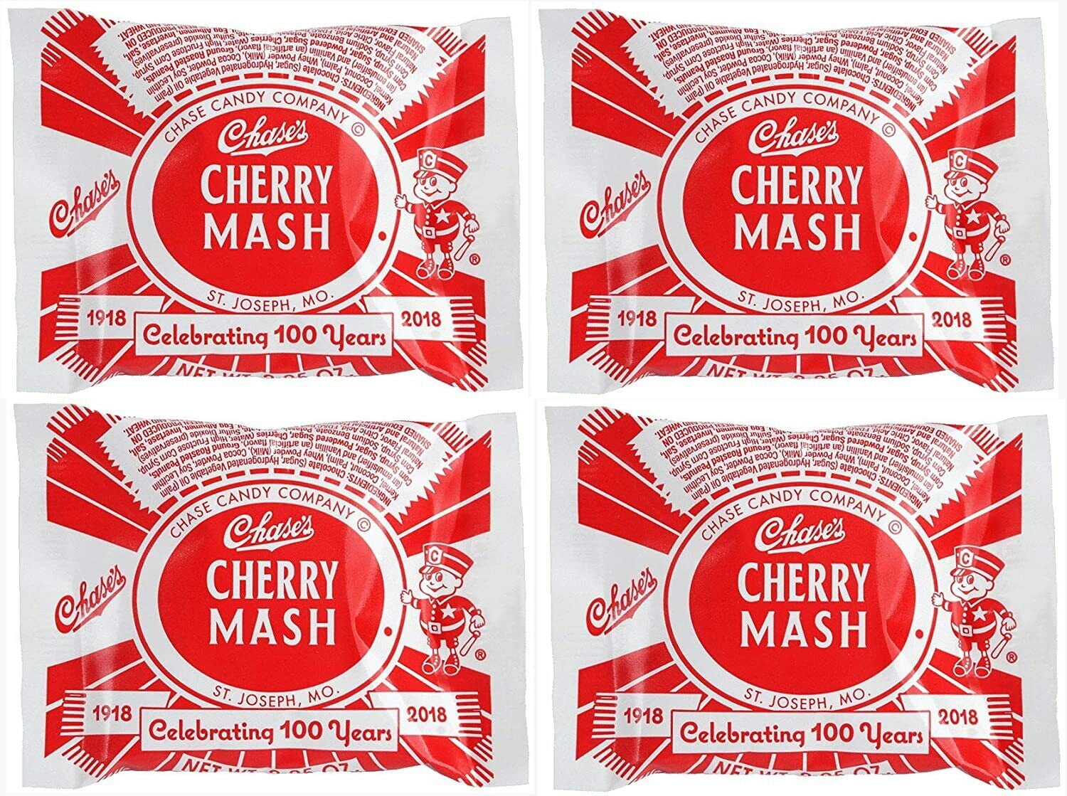 Chase Candy Cherry Mash Candy Bars 2.05 oz, 4 Pack, includes 12 bars ...
