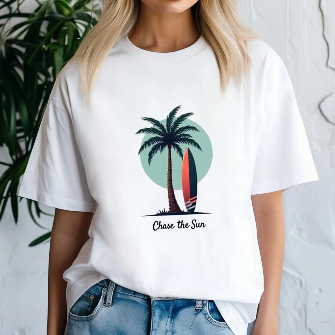 Chase the Sun Positive Energy Beach Summer Vibes Unisex T-shirt, for ...