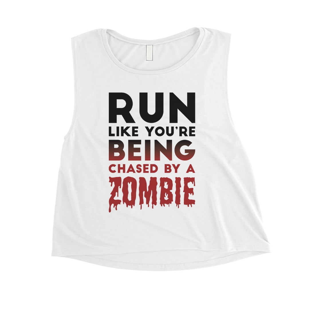 Chased By Zombie Womens White Perfect Halloween Crop Top Gag Gift ...