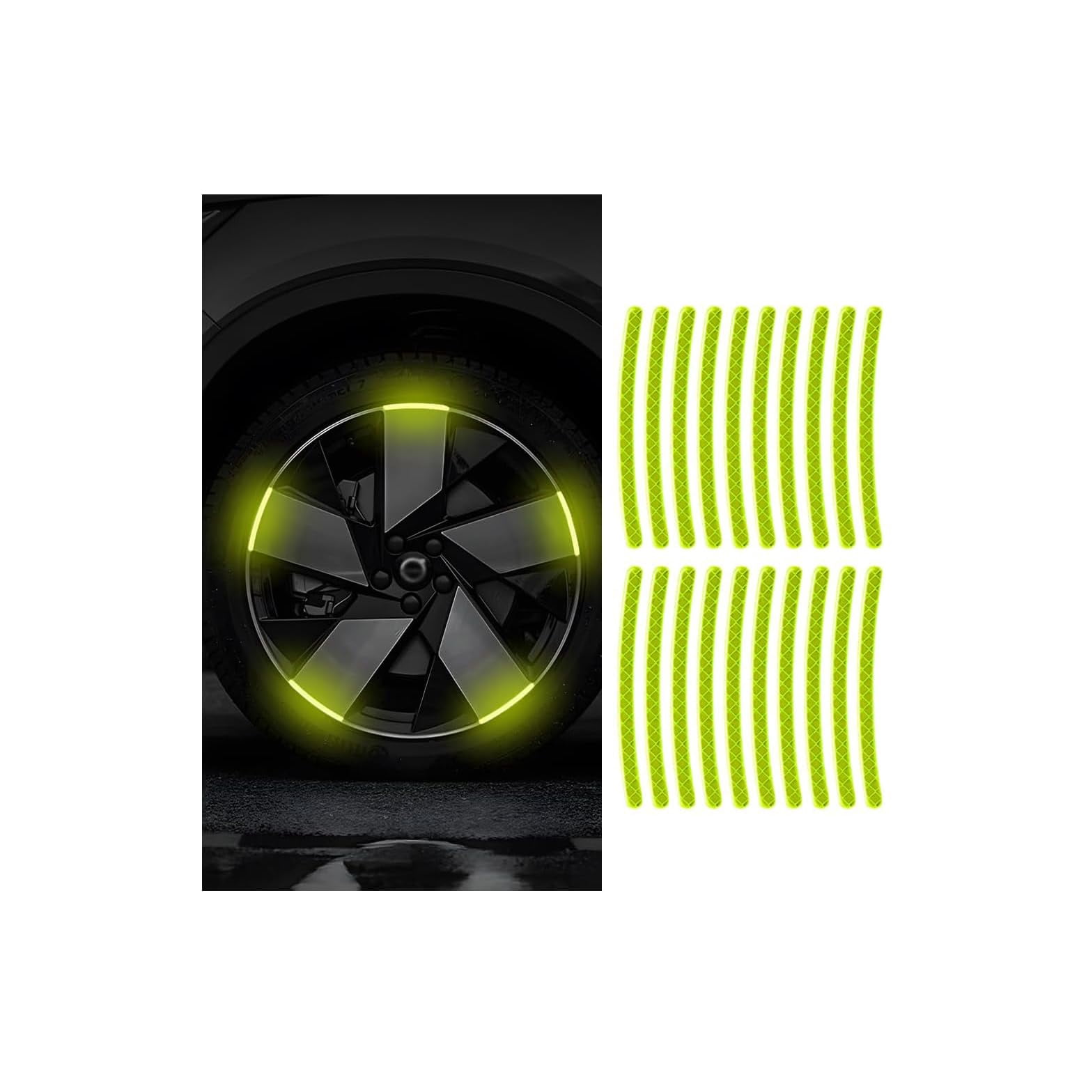 Chasenew 20PCS Reflective Car Wheel Decorative Stripe Stickers, Anti ...