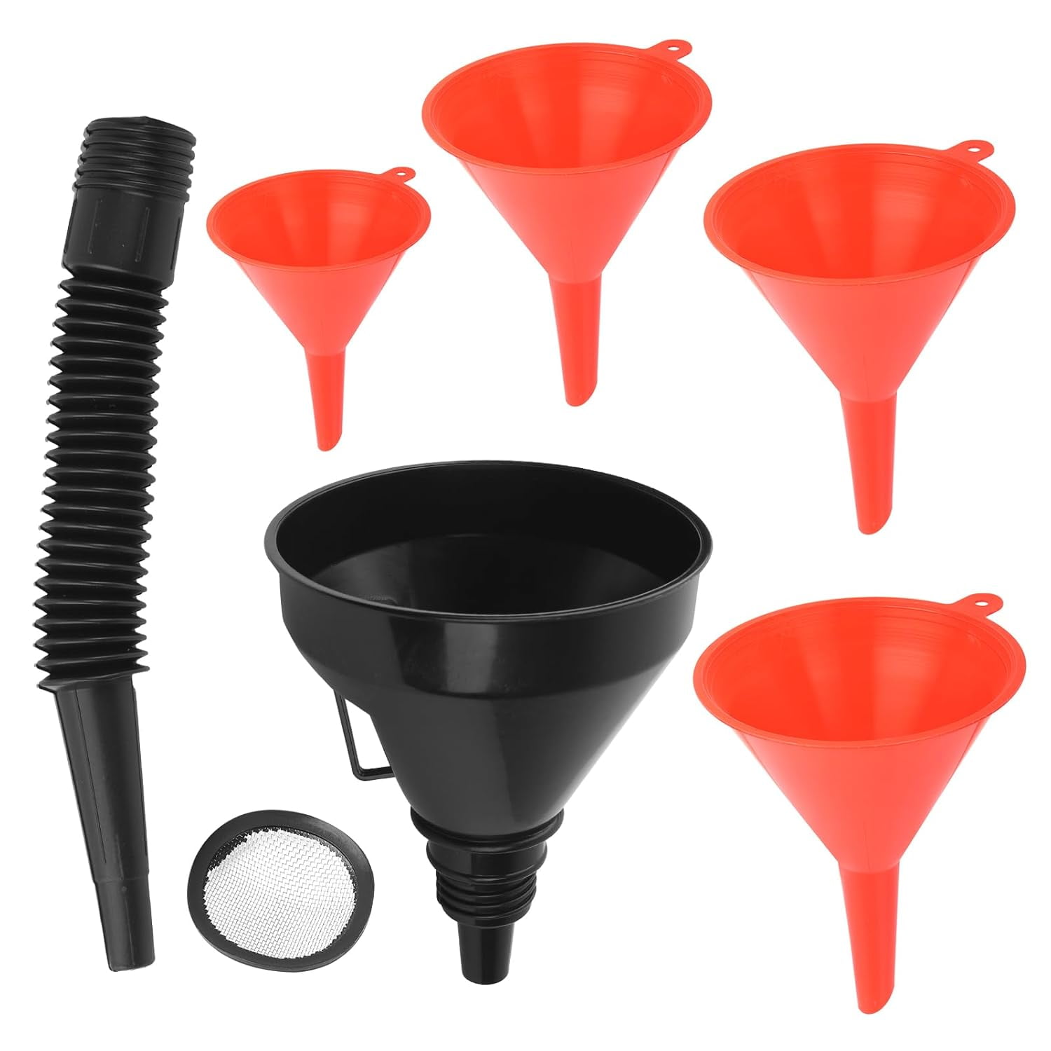 Chasenew 6 Pcs Automotive Funnels Set, Plastic Oil Funnel with Hose ...