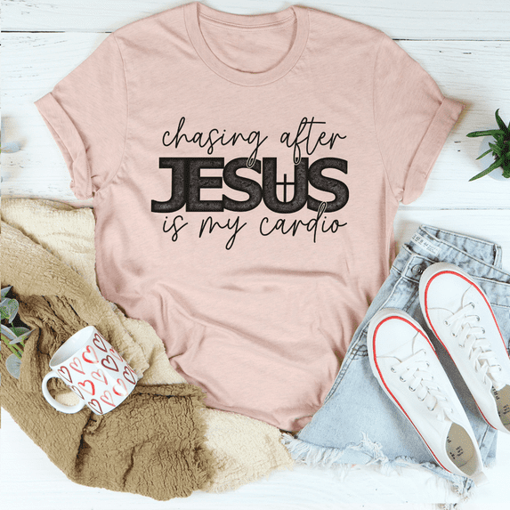 Chasing After Jesus Is My Cardio Tee Peachy Sunday T-Shirt - Walmart.com