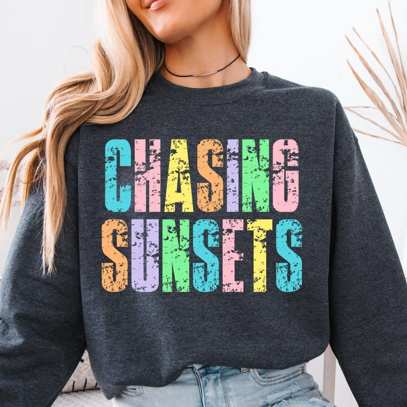 Chasing Sunsets Shirt, Retro Summer Beach T-Shirt, Trendy Vacation Tee ...