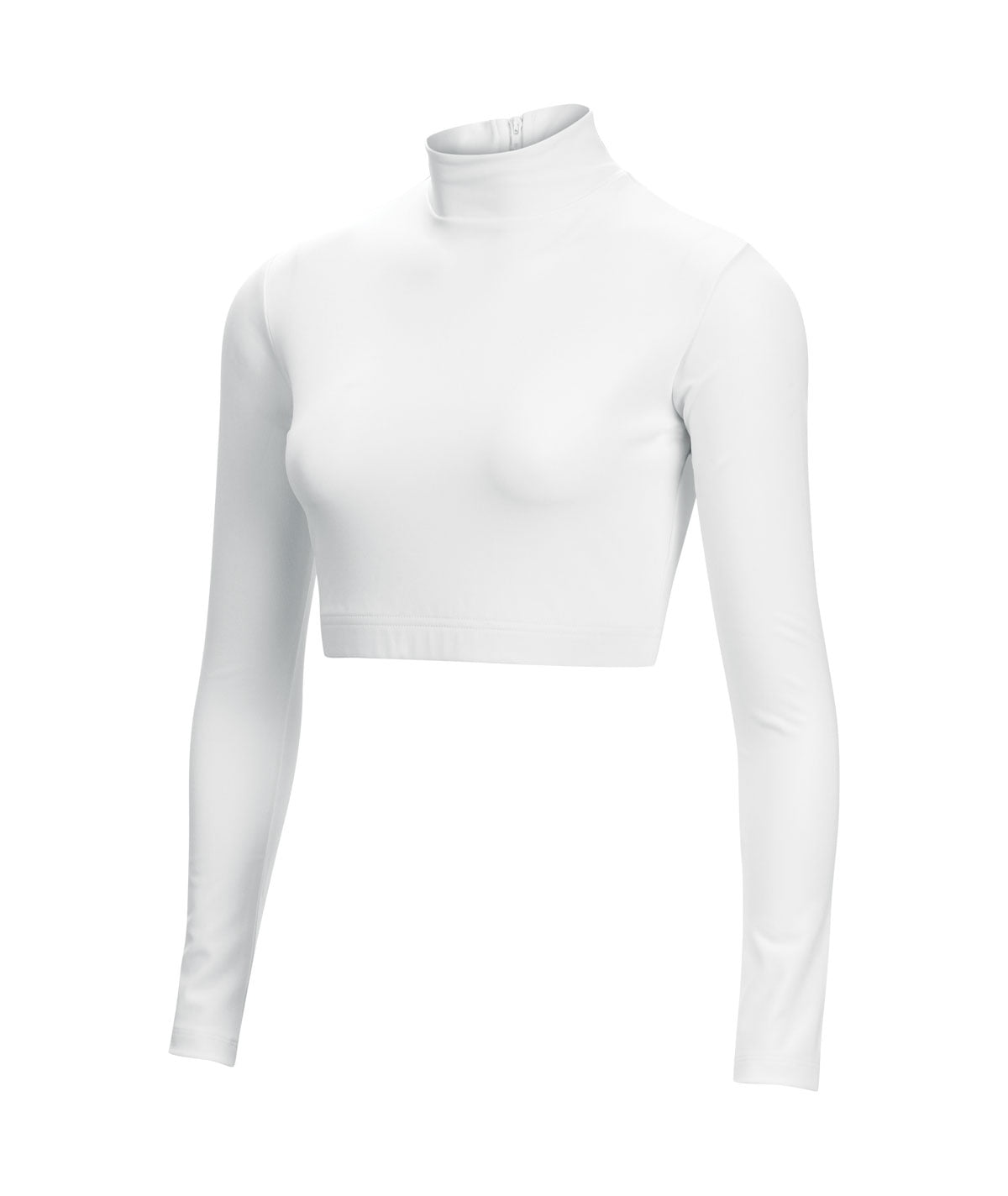 Chassé Girls Long Sleeve Cropped Bodysuit, Mock Neck Cheer Shirt, White ...
