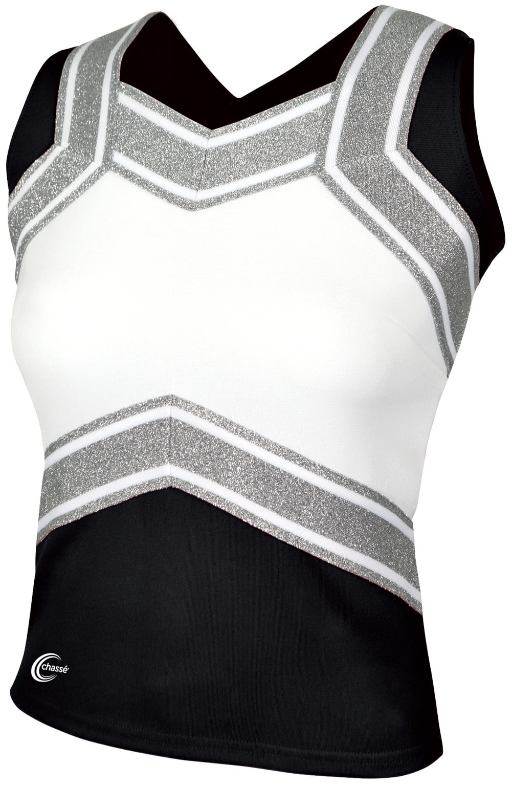 Chassé Girls' Blaze Shell Top Black/White/Metallic Silver Youth Medium ...