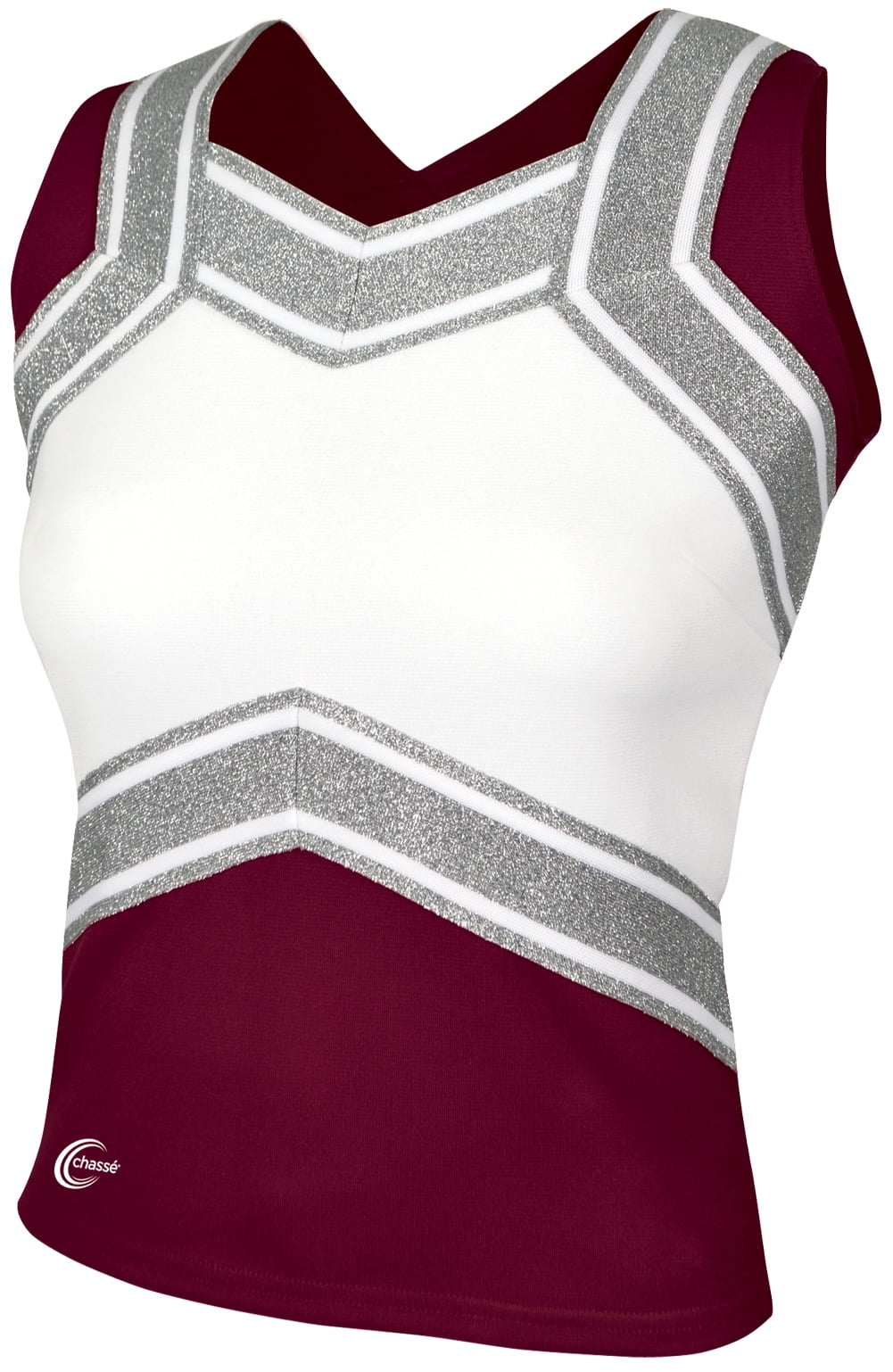 Chassé Girls' Blaze Shell Top Maroon/White/Metallic Silver Youth Medium ...
