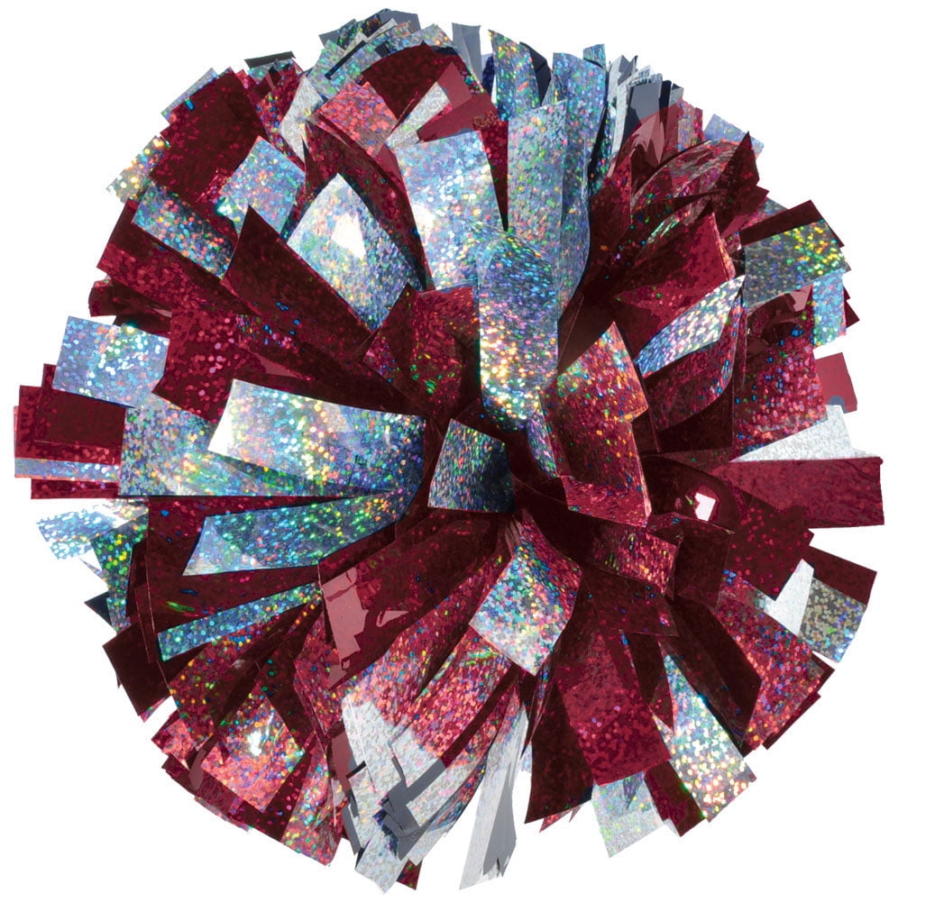 2-Color Holographic Mix Youth Cheer Pom - Maroon/Silver - Walmart.com