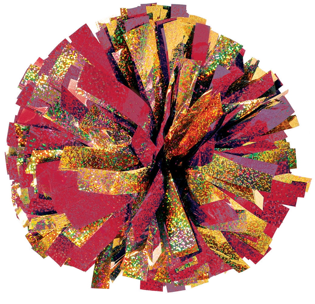2-Color Holographic Mix Youth Cheer Pom - Red/Gold - Walmart.com