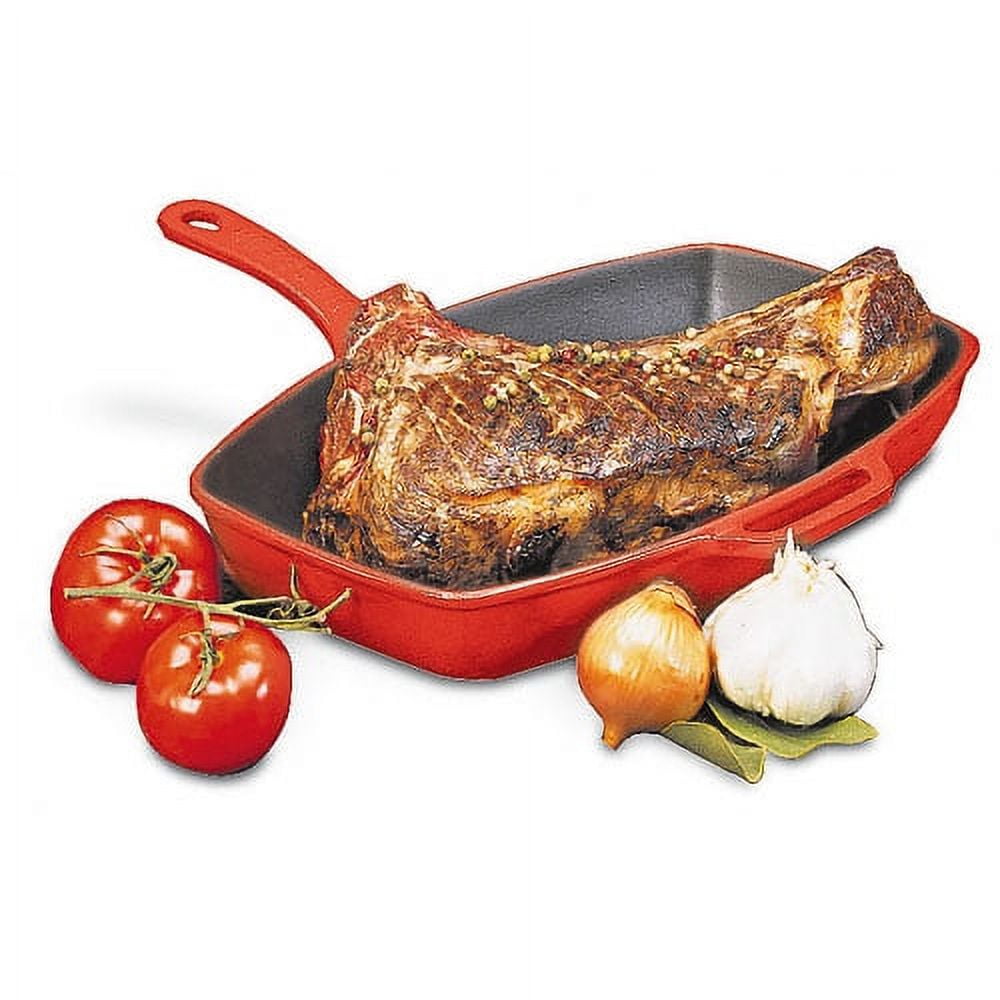 Chasseur France Red Rectangular Grill, Cast Iron, L 12 1/2" x W 9" x H ...