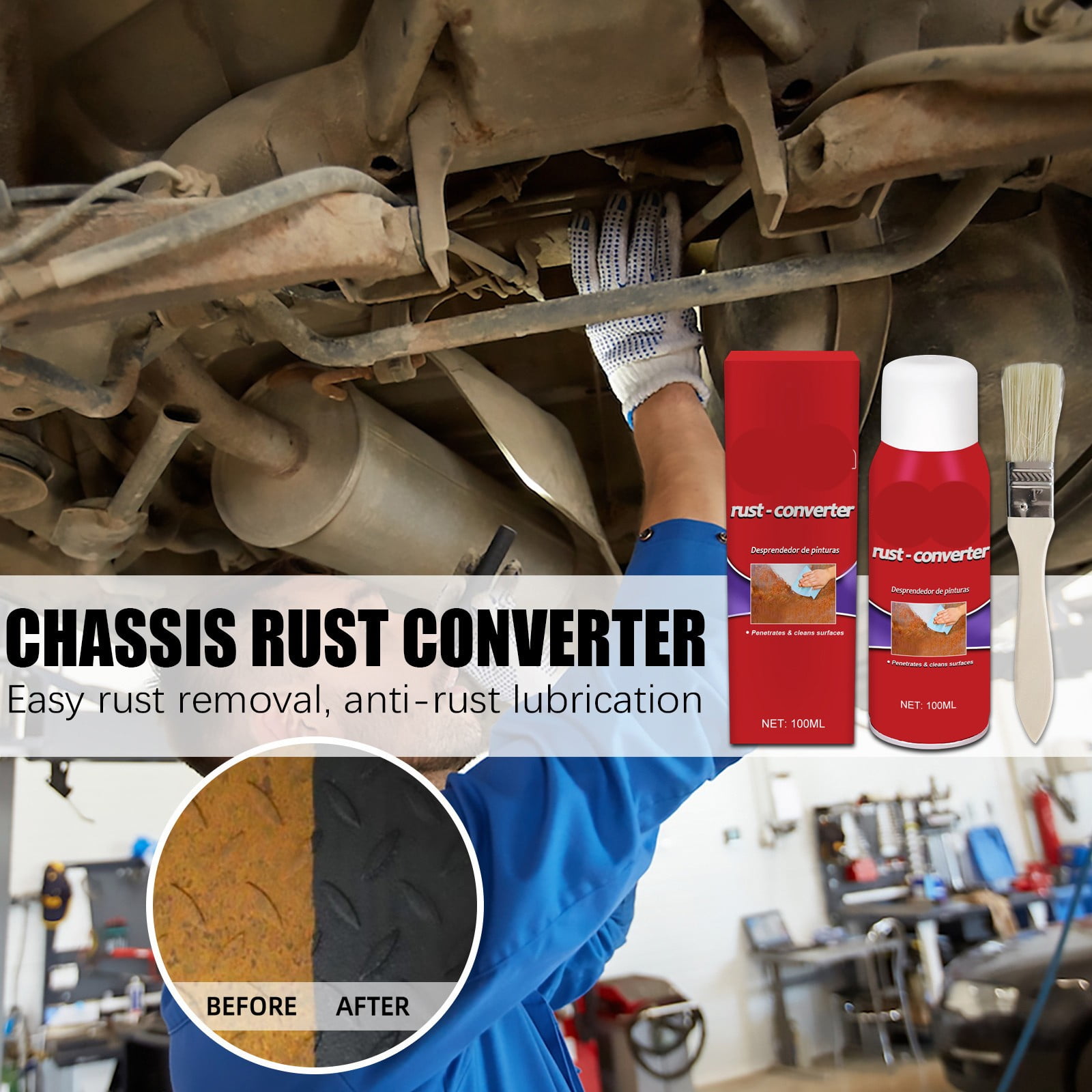 Chassis Rust Converter and Inhibitor Spray 100ml for Car Maintenance ...