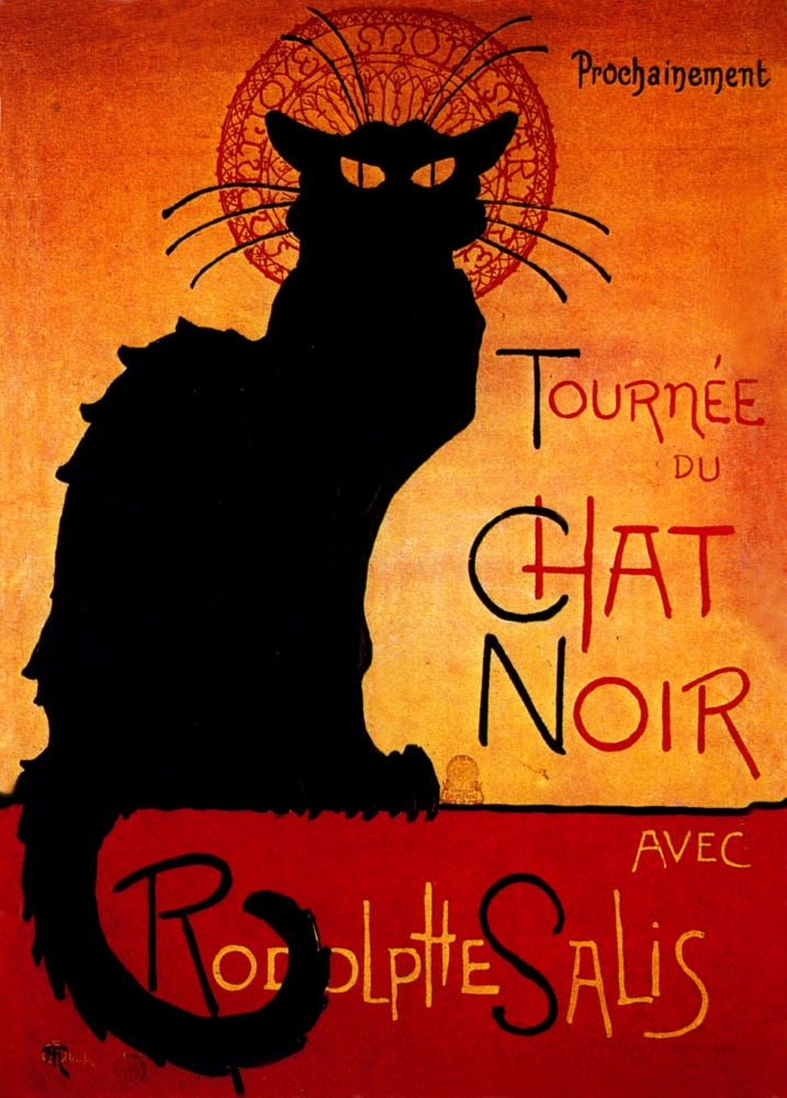 Chat Noir Poster 12x16 Art Print on Metal Sign 12in x 16in Multi-Color ...