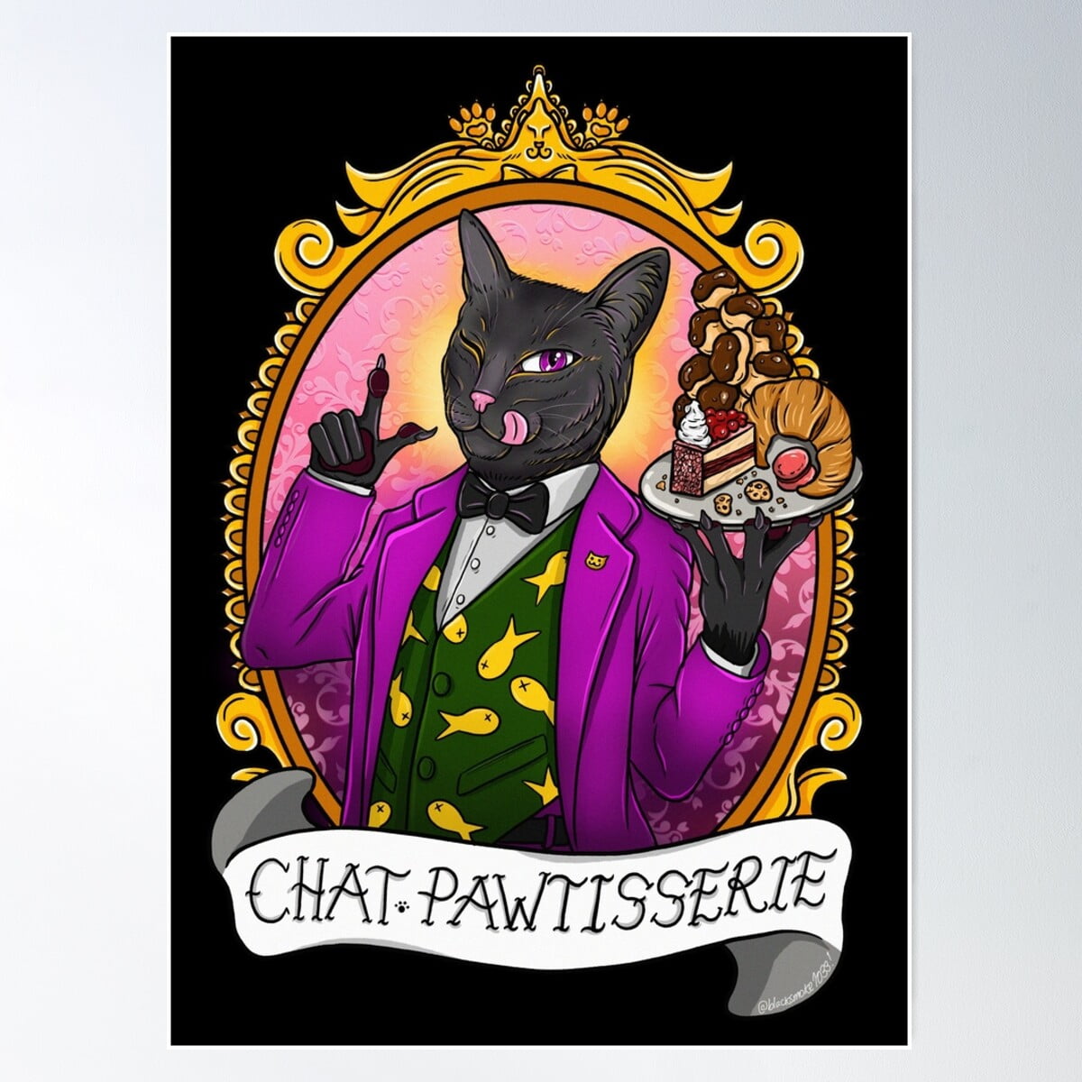 Chat Patisserie Poster Wall Art, Modern Wall Decor For Living Room ...