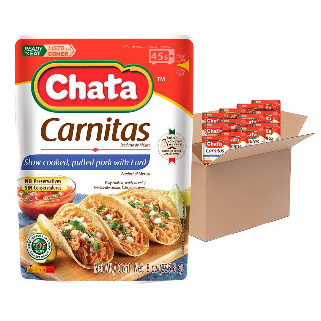 Chata Chopped Pork Carnitas Pouch, 12 Pack, 8 oz - Walmart.com