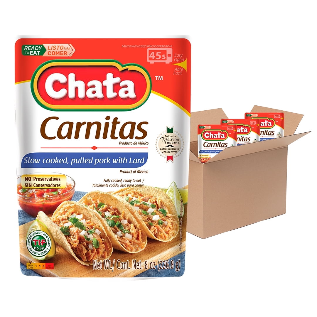 Chata Authentic Mexican Recipe Pork Carnitas Meat Pouch, 8 oz, Pack of 3 - Walmart.com