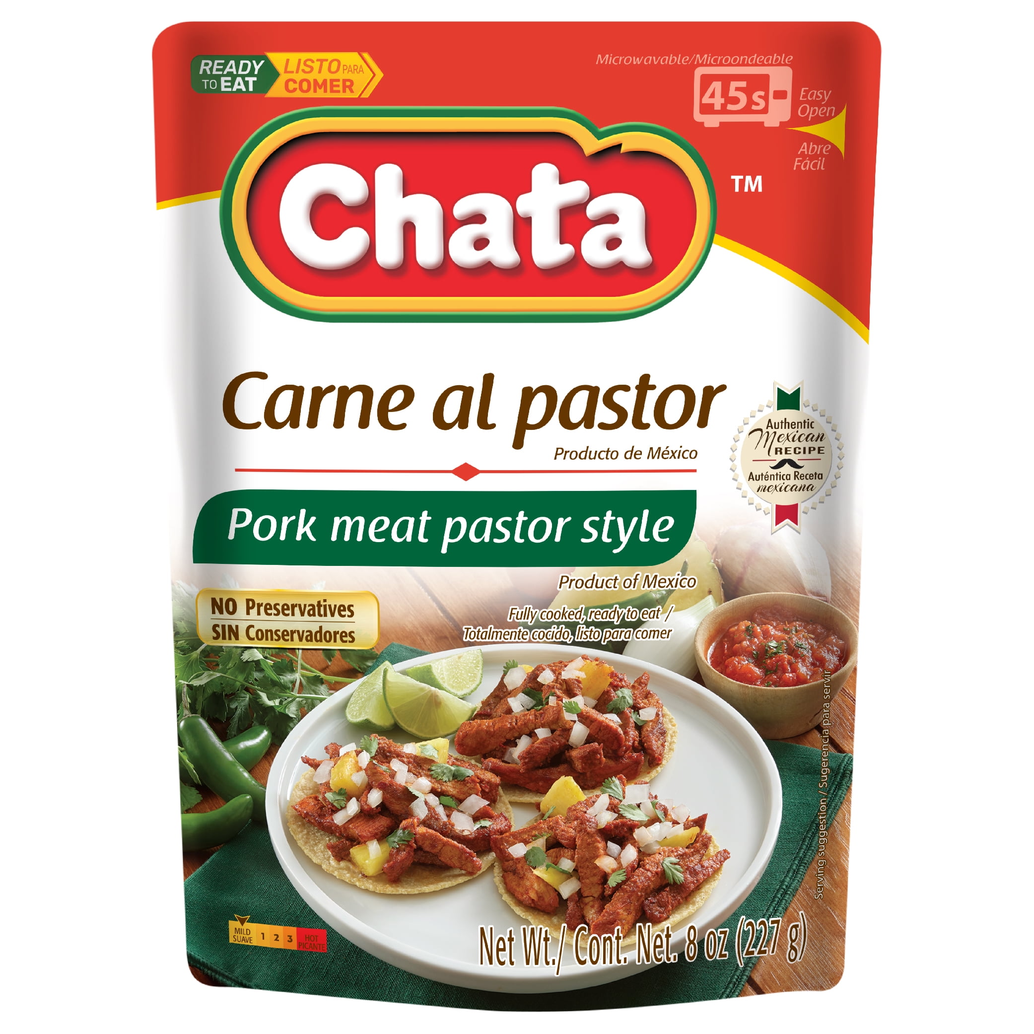 Chata Authentic Mexican Pork Meat Pastor Style, High Protein, Ready to ...