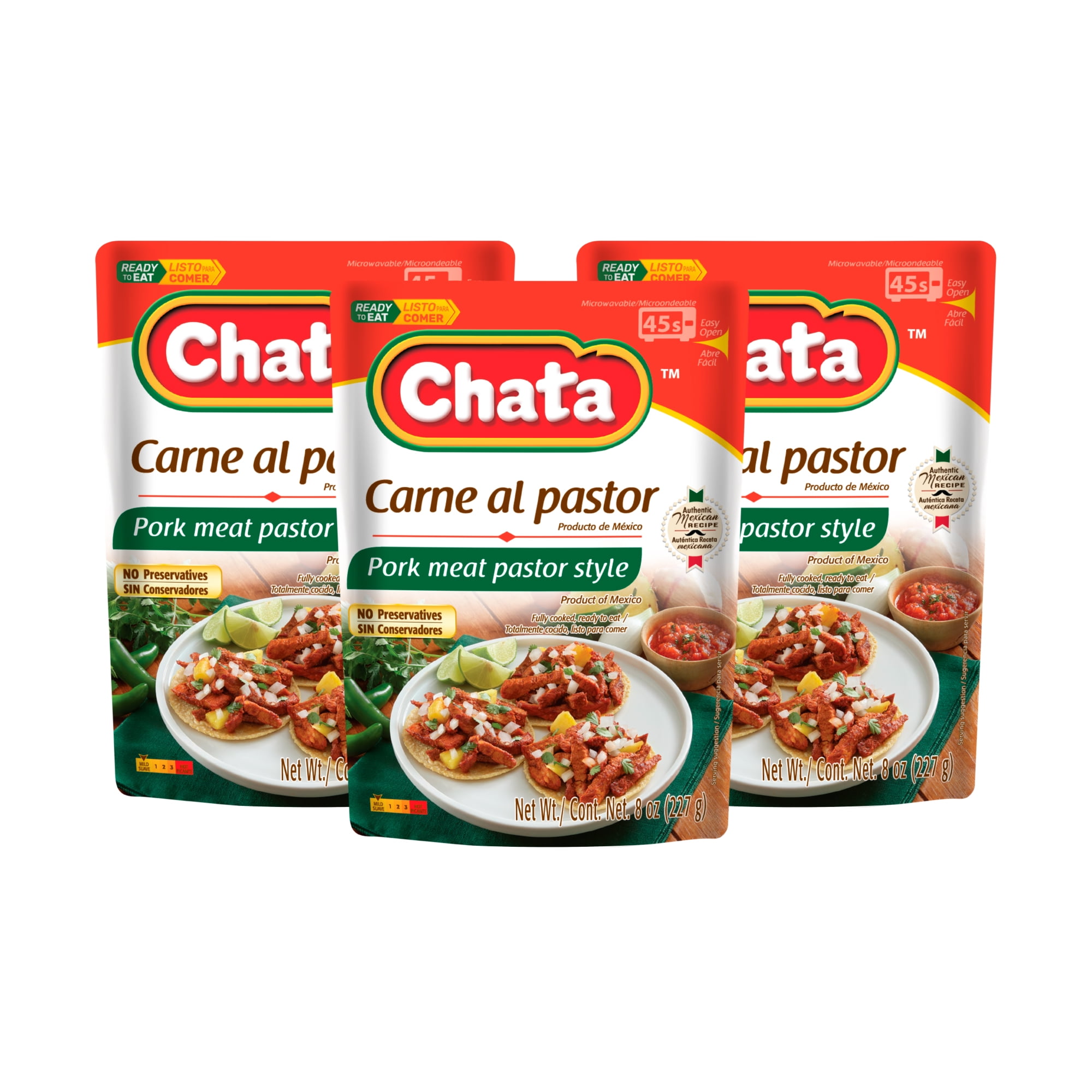 Chata Pork Meat Pastor Style Pouch, 8 oz, Pack of 3 - Walmart.com