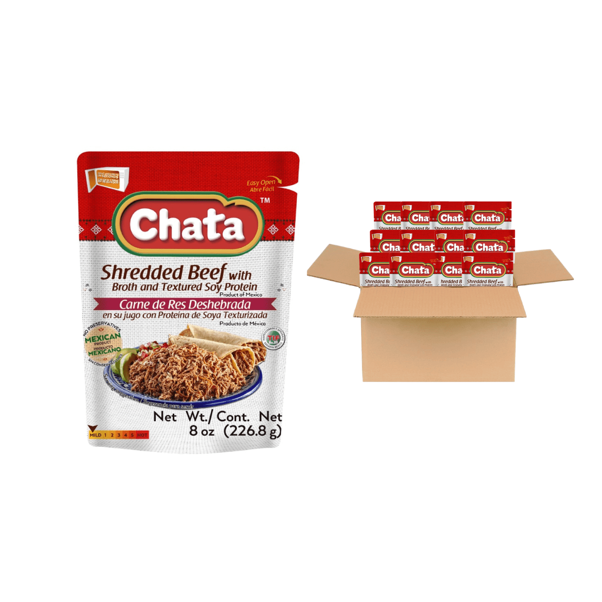 Chata Shredded Beef Pouch, 8 oz, Pack of 12 - Walmart.com