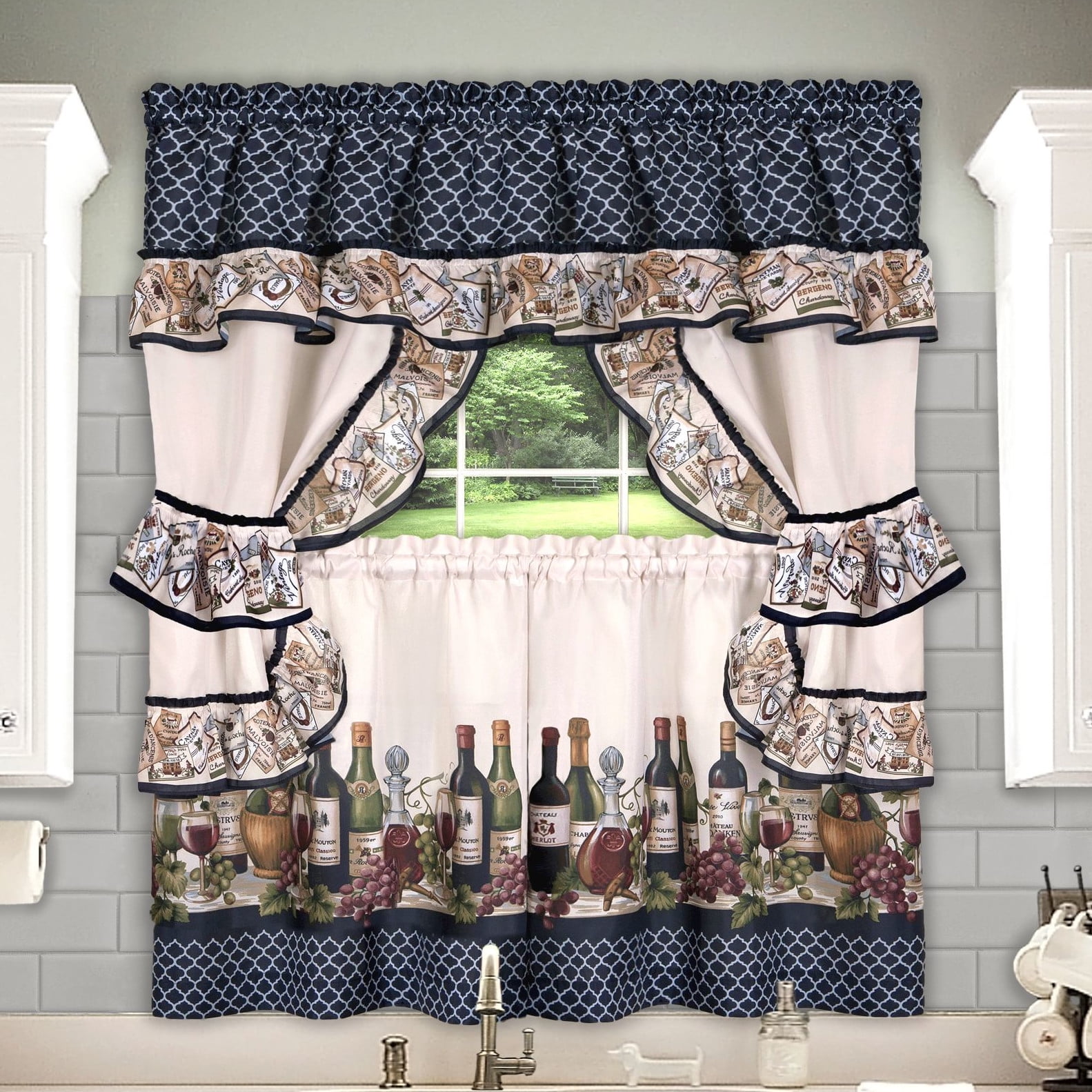 Chataeu 24 in. Long Complete Kitchen Curtain Set for Small Window ...