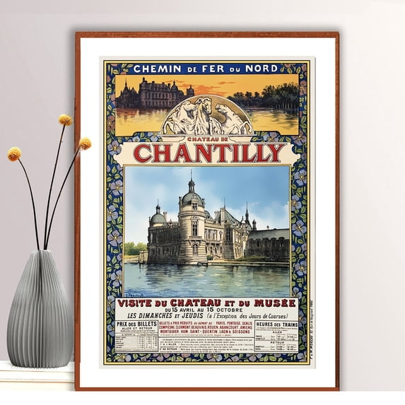 Chateau De Chantilly France Vintage Travel Poster Gift Idea Art Home ...