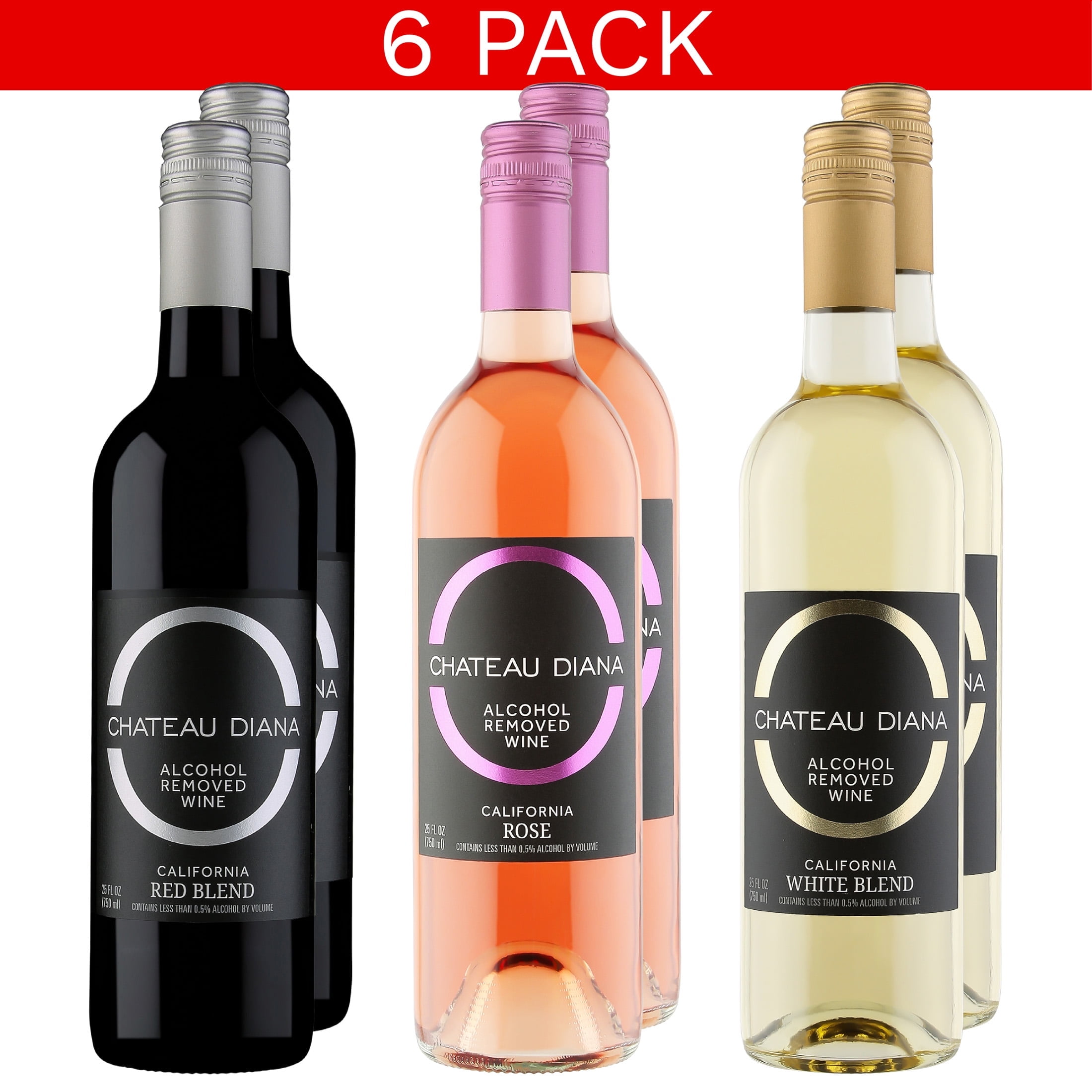 Chateau Diana Zero Alcohol Wine Blend Mix - 6 Pack - Walmart.com