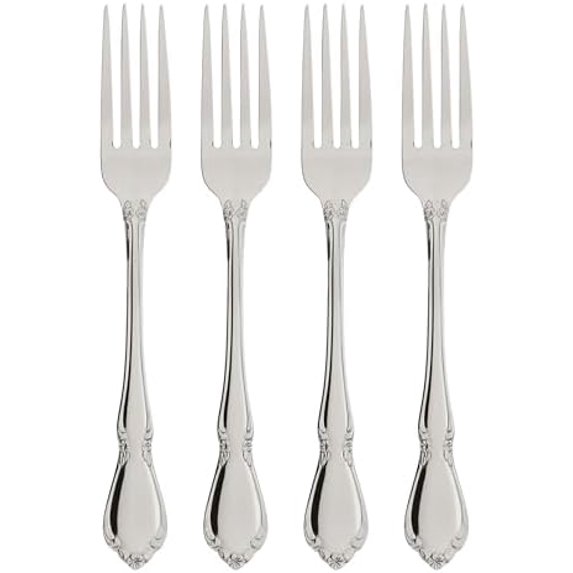 Chateau Fine Flatware Dinner Forks, Set of 4, 18/10 Stainless Steel ...