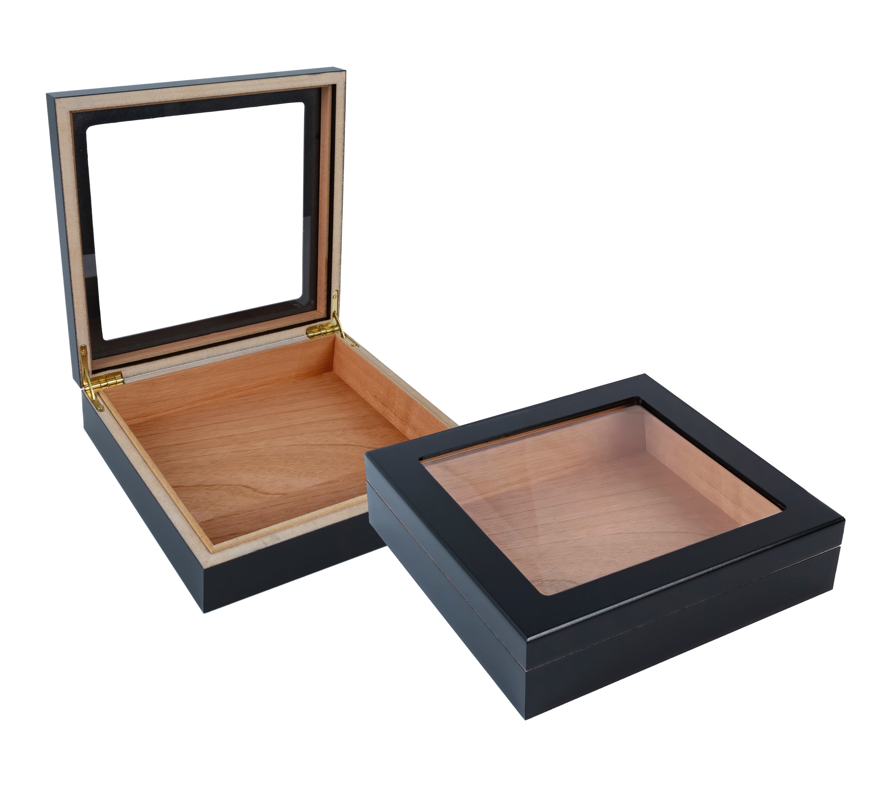 Chateau Glasstop Desktop Cigar Humidor - Black Finish - Capacity: 20 ...