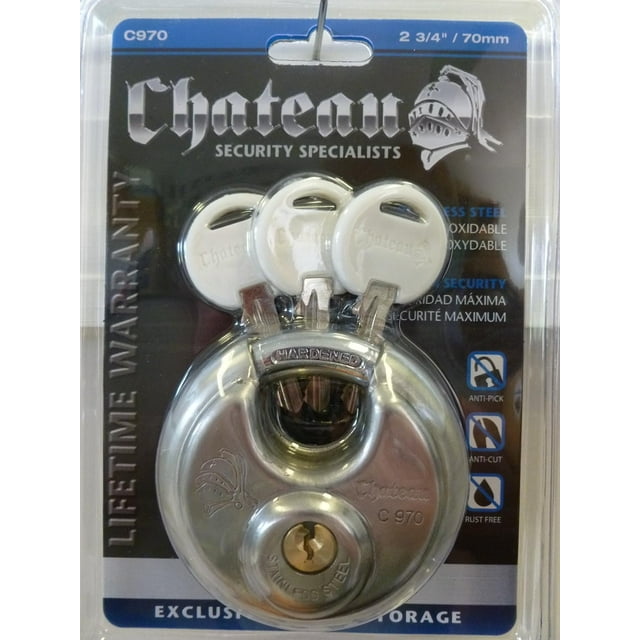 Chateau Heavy Duty Stainless Steel Round Disc Lock With 3 Keys ...