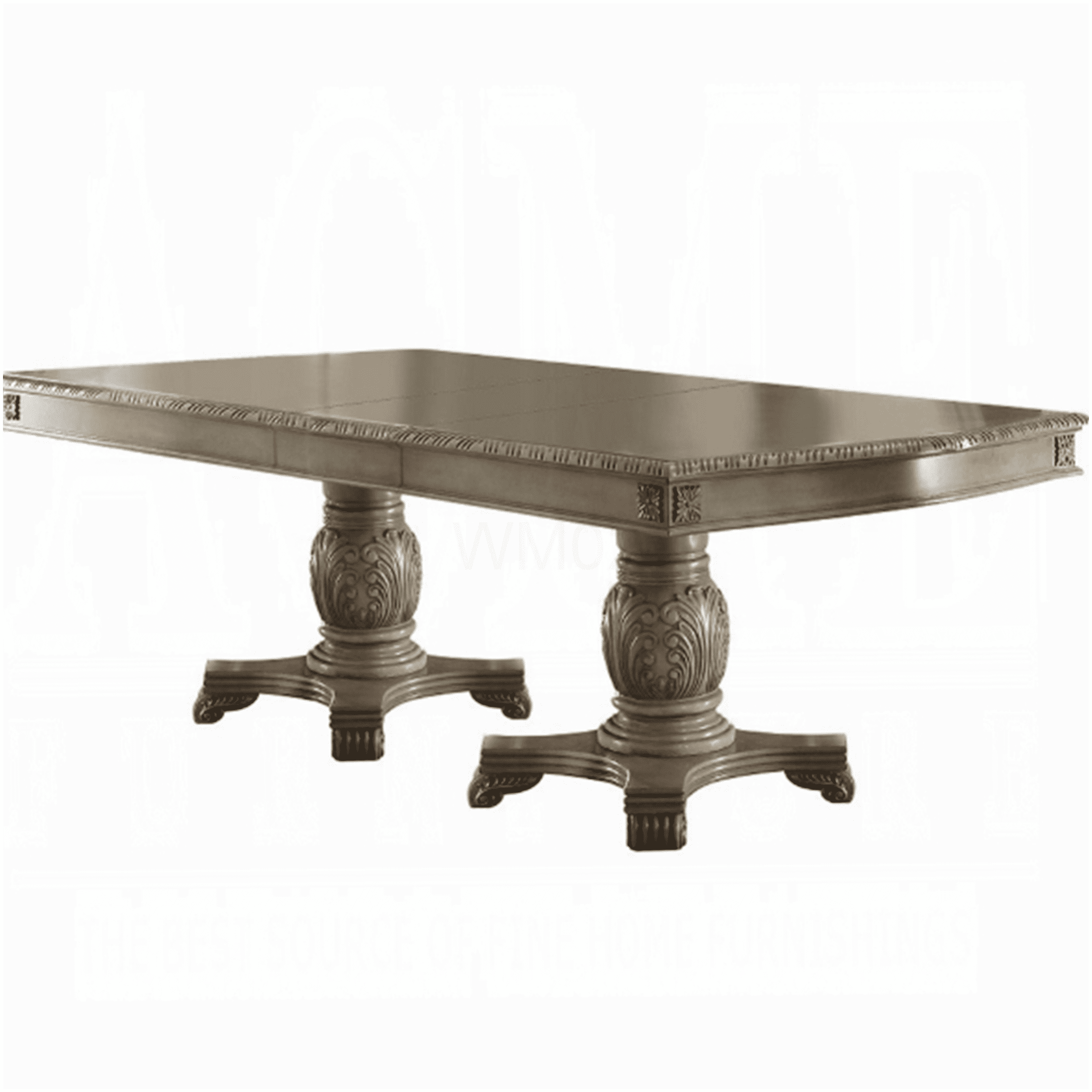 Chateau Oak Dining Table with Removable Leaf, Double Pedestal Design ...