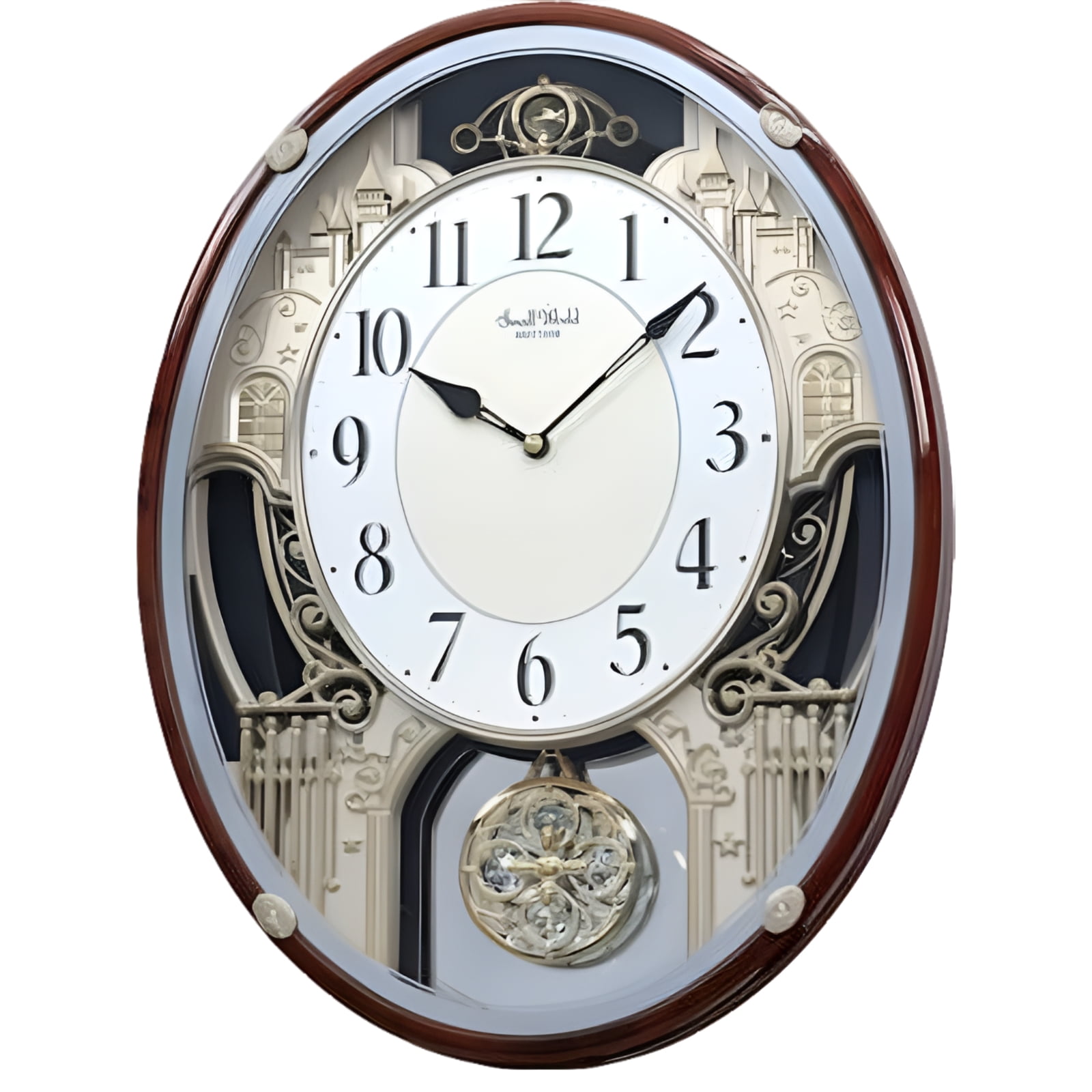 Rhythm Clocks Chateau - Pendulum Chime, Battery Operated, Wood Grain ...