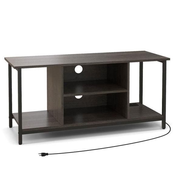 Chateauy Adjustable Shelf TV Stand with Built-in Power Outlet and USB ...