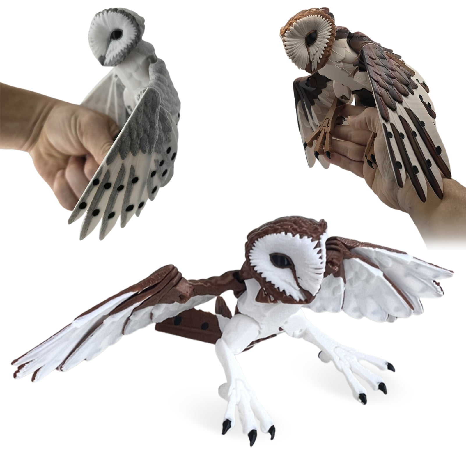 Chatgetd 3D Printed Owl Ornament Articulated Barn Owl Figurine Desktop ...