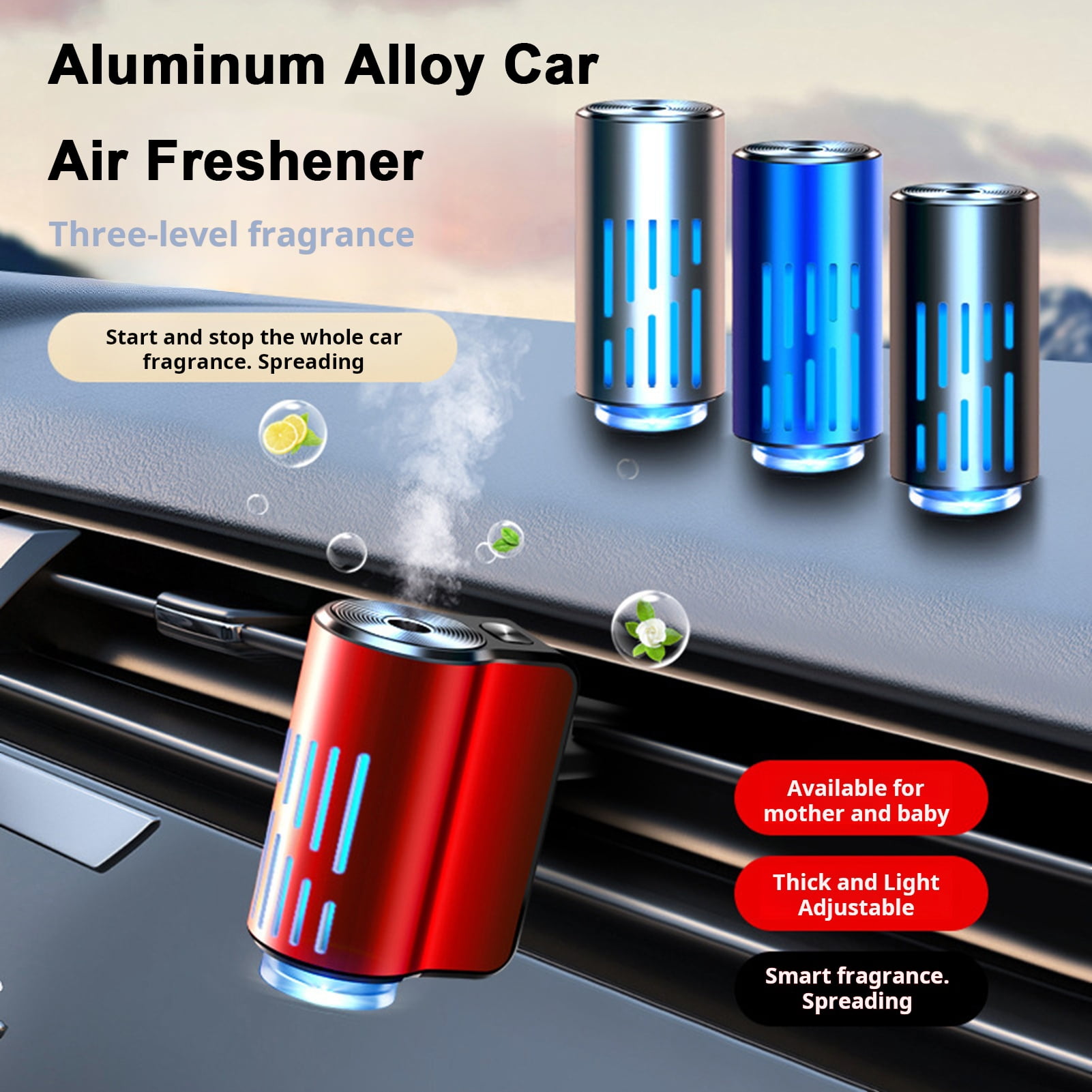 Chatgetd Car Air Freshener Essential Oil Diffuser with 3 Adjustable ...