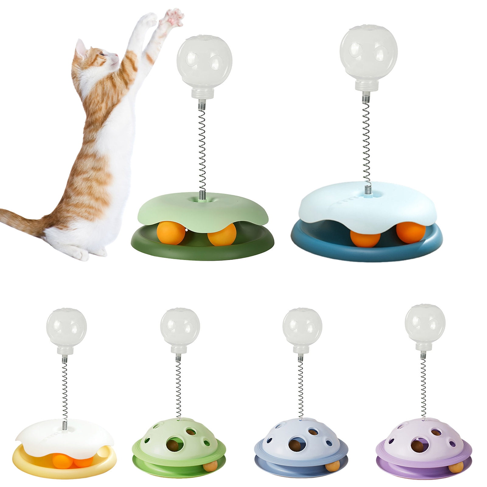 Chatgetd Interactive Cat Treats Dispenser Toy Leaking Food Ball Pet ...