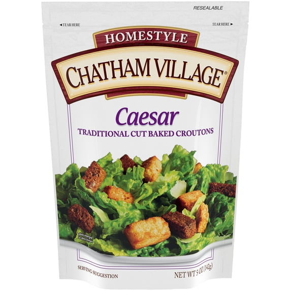 Chatham Village Homestyle Caesar Croutons 5 oz Bag Oven-Baked Seasoned ...