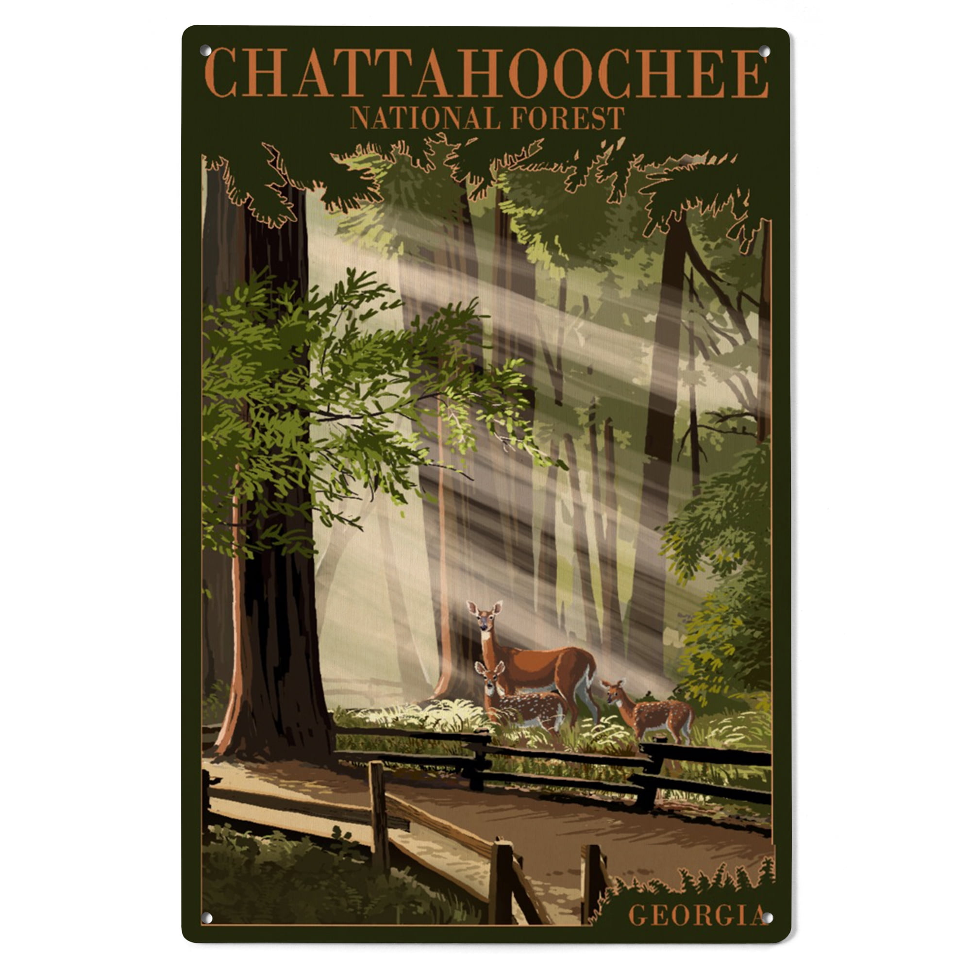 Chattahoochee National Forest, Georgia, Deer and Fawn Birch Wood Wall ...