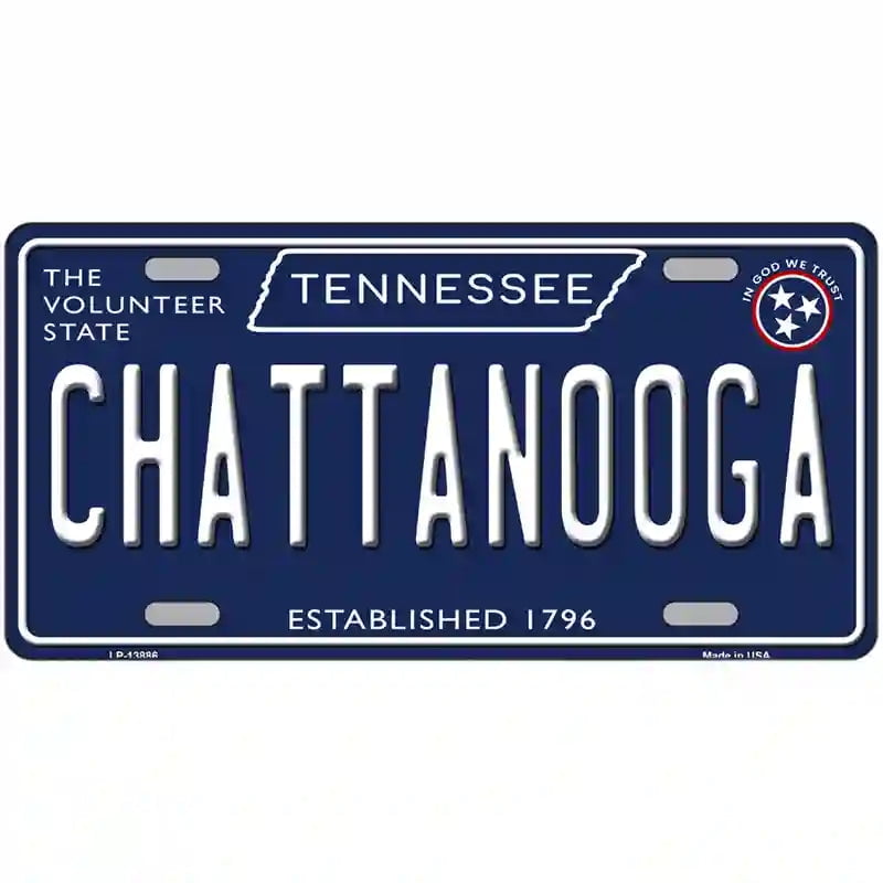 Chattanooga Tennessee Blue Novelty Metal License Plate Tag 24" x 12 ...