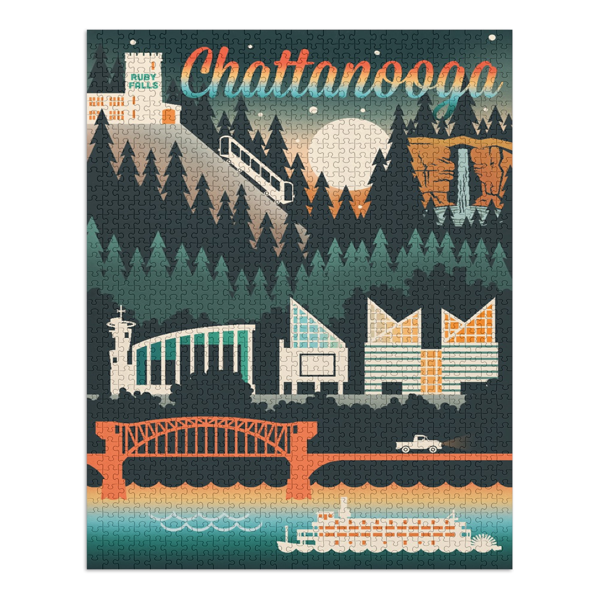 Chattanooga, Tennessee, Retro Skyline Chromatic Series (1000 Piece ...