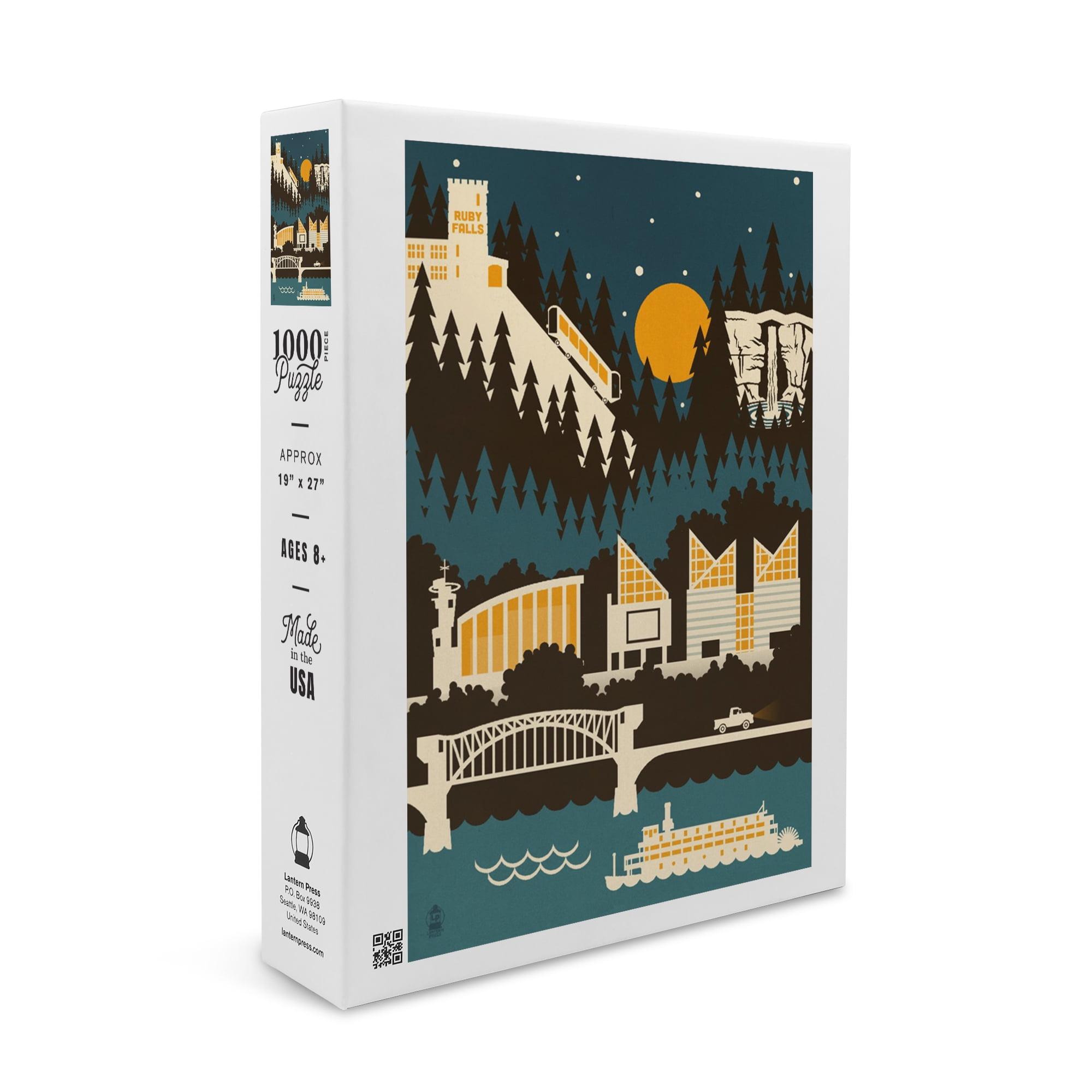 Chattanooga, Tennessee, Retro Skyline (no text) (1000 Piece Puzzle ...