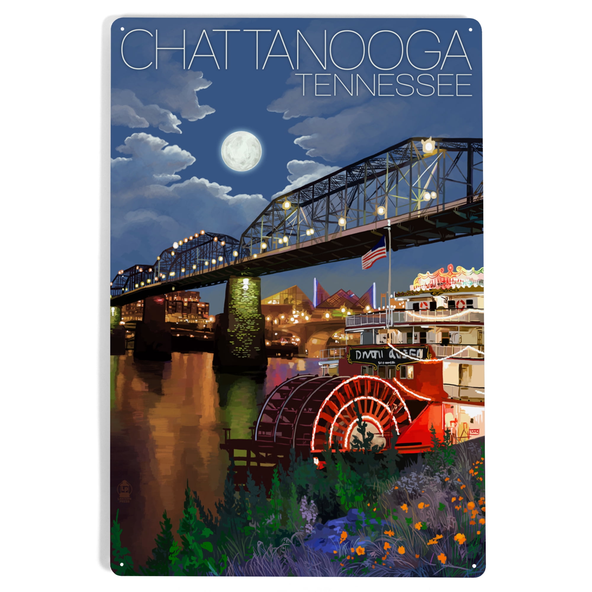 Chattanooga, Tennessee, Skyline at Night (12x18 Aluminum Art, Indoor ...